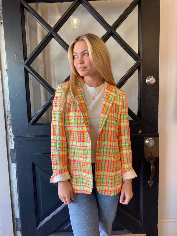 Vilagallo Hannah Jacket - Cuadro Flour | Garmentory