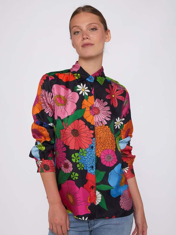 Vilagallo Irina Silk Shirt - Floral | Garmentory