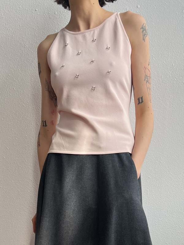 Vintage Paco Rabanne Pierced Top - Pale Pink | Garmentory