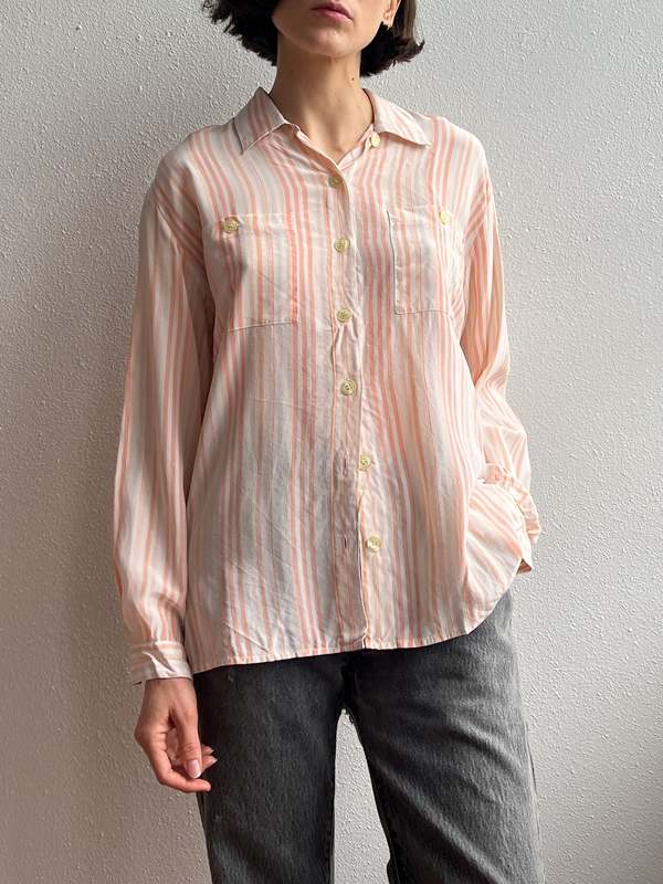 Vintage Silk Blouse - Peaches/Cream | Garmentory