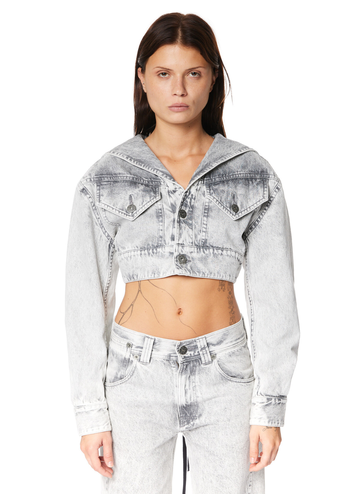 Vaquera Denim Sailor Jacket - Grey | Garmentory