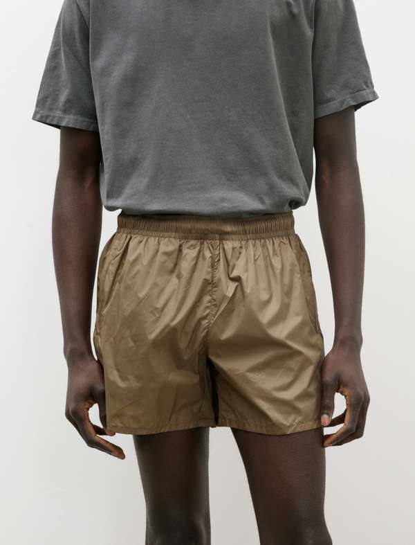 Our Legacy Aero Nylon Drape Tech Trunks - Cavalry Olive | Garmentory