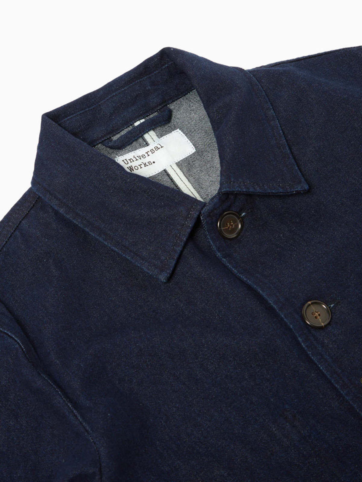 Universal Works Bakers Chore Jacket - Misato Denim Indigo | Garmentory