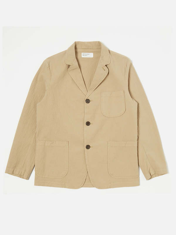 Universal Works Three Button Jacket - Seersucker Summer Oak | Garmentory
