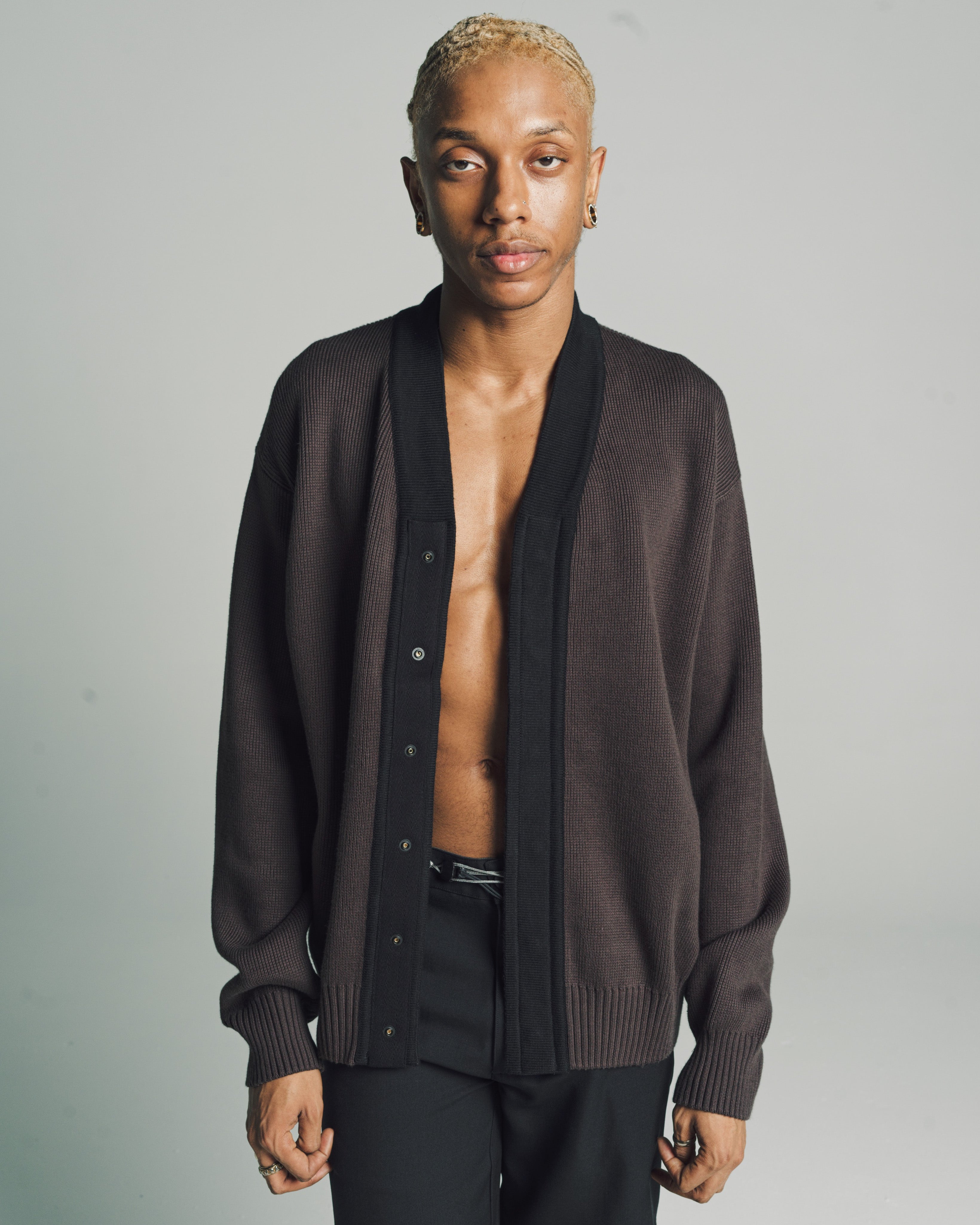 GR10K Knit Cardigan Sweater - Dusty Brown | Garmentory