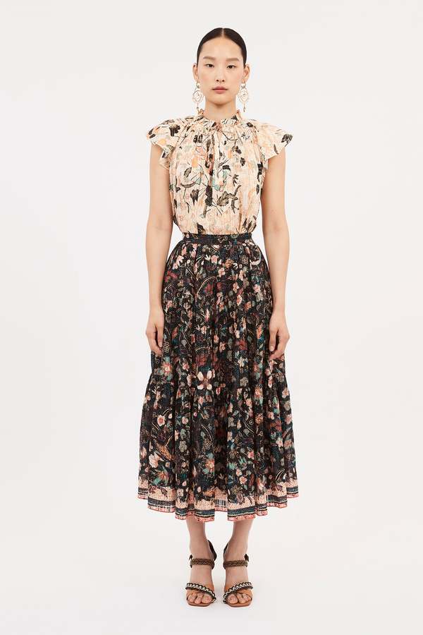 Ulla Johnson Cleo Wild Garden Top - Pearl Floral | Garmentory