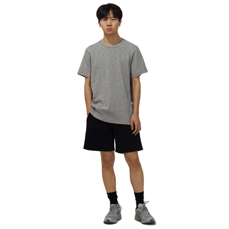 HEATHER GREY MIDWEIGHT TERRY SHORT - BLACK | Garmentory
