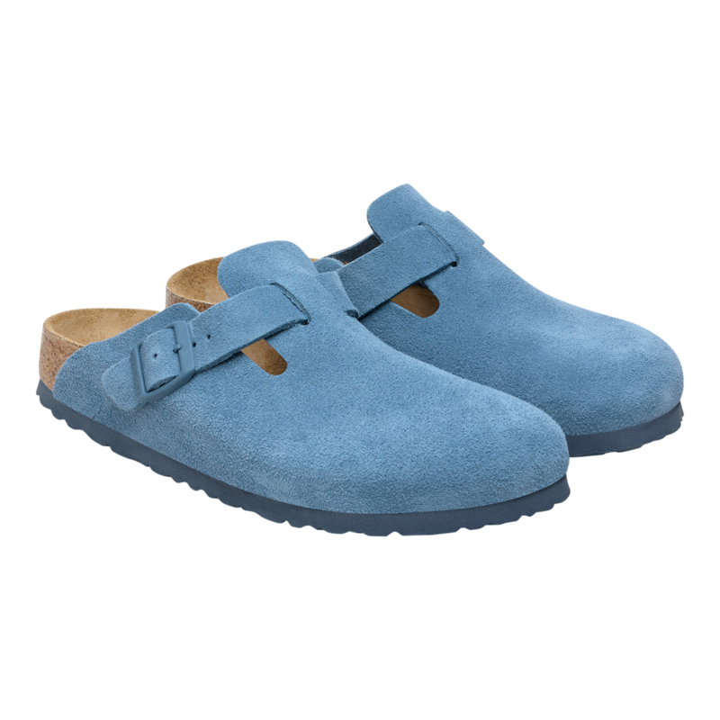 Birkenstock Boston Soft Footbed Suede Leather clog - Elemental Blue ...