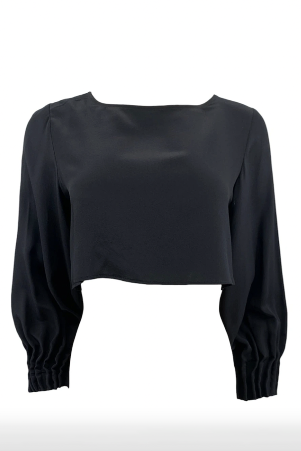 Monzlapur Silk Cropped Top - Black | Garmentory