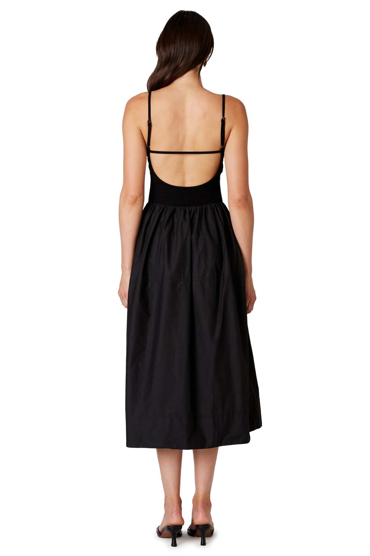 Black Emily Low Back Midi Dress | Garmentory