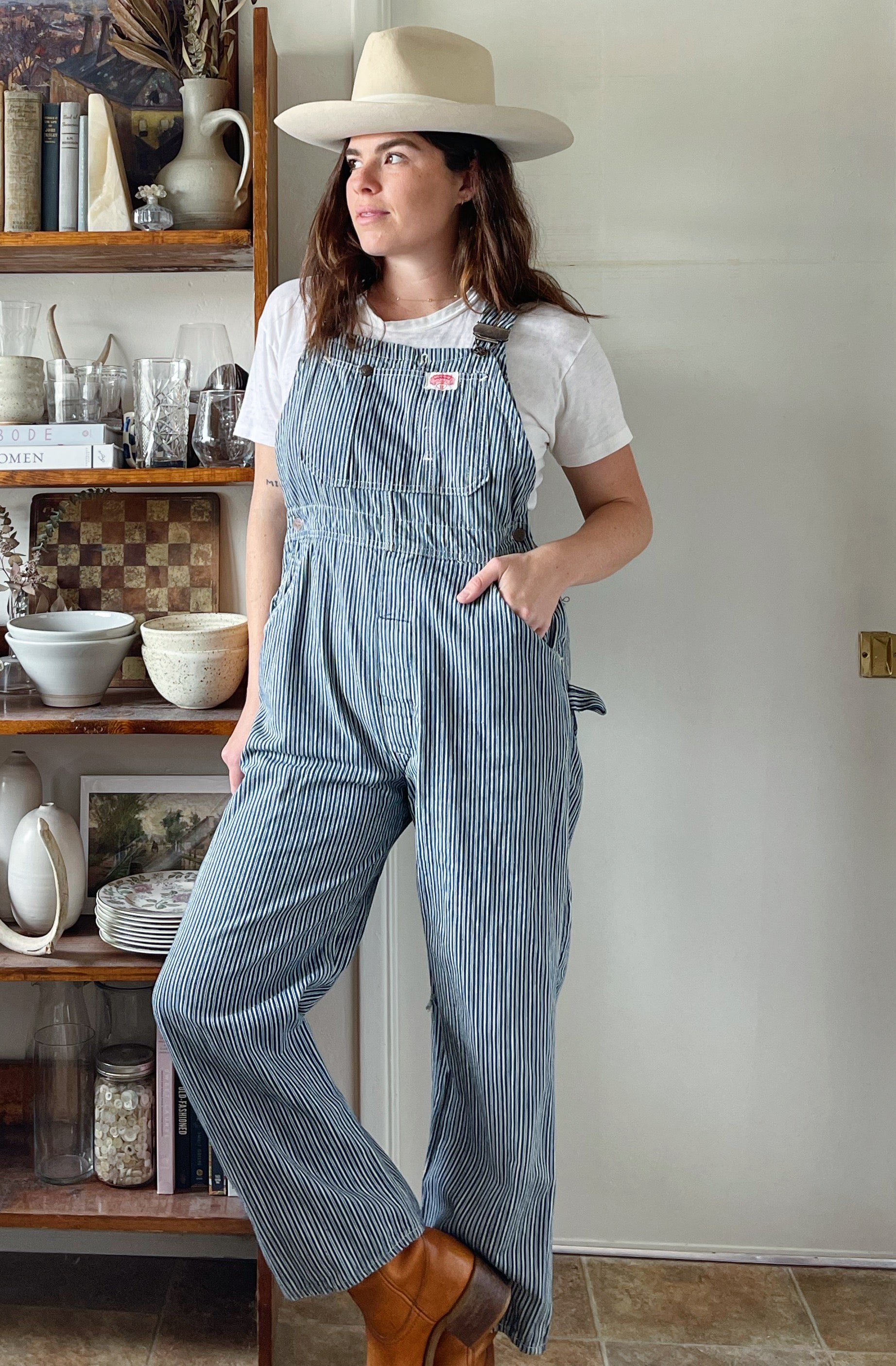 Round House Overalls - Navy Railroad Stripe | Garmentory