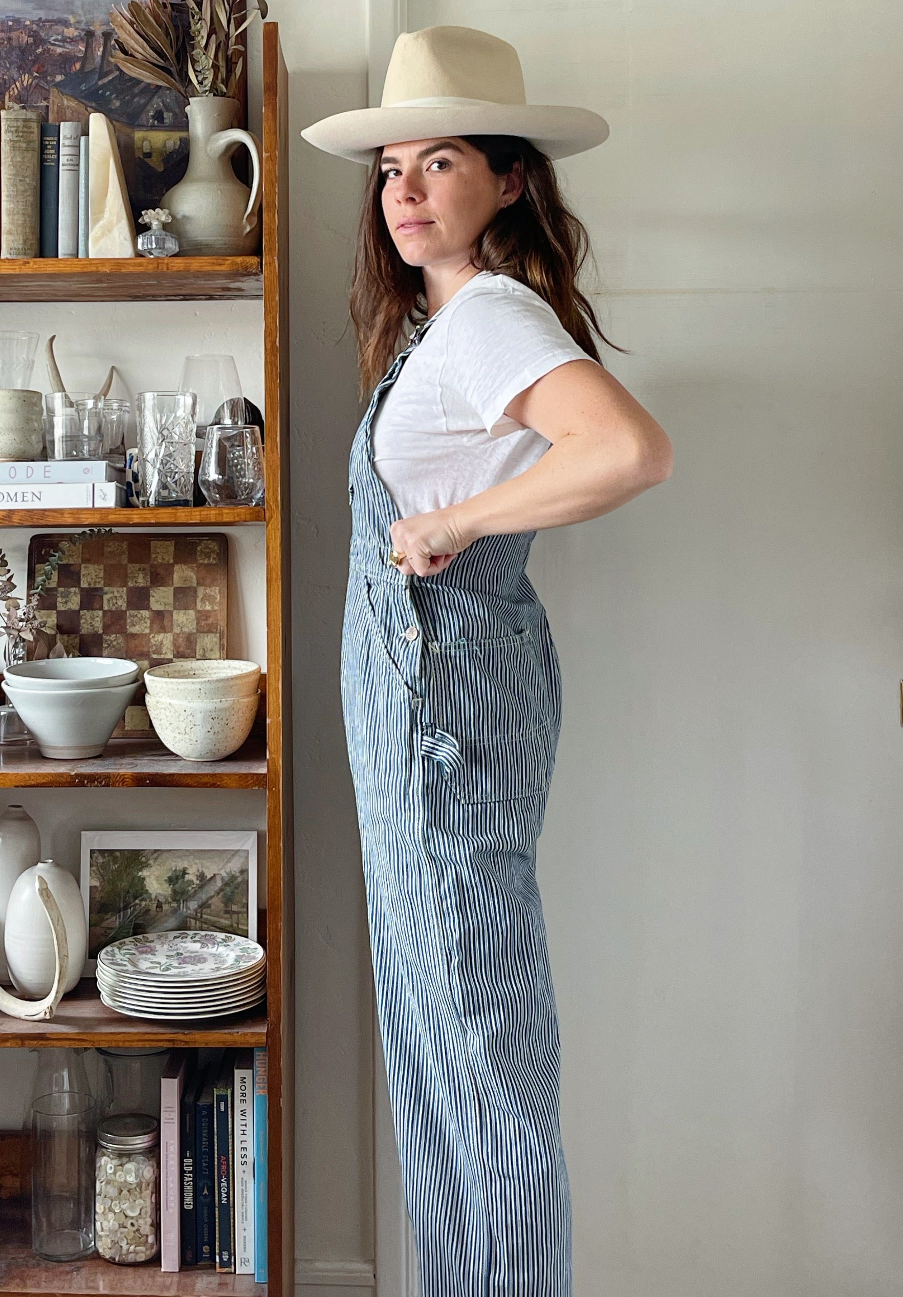 Round House Overalls - Navy Railroad Stripe | Garmentory