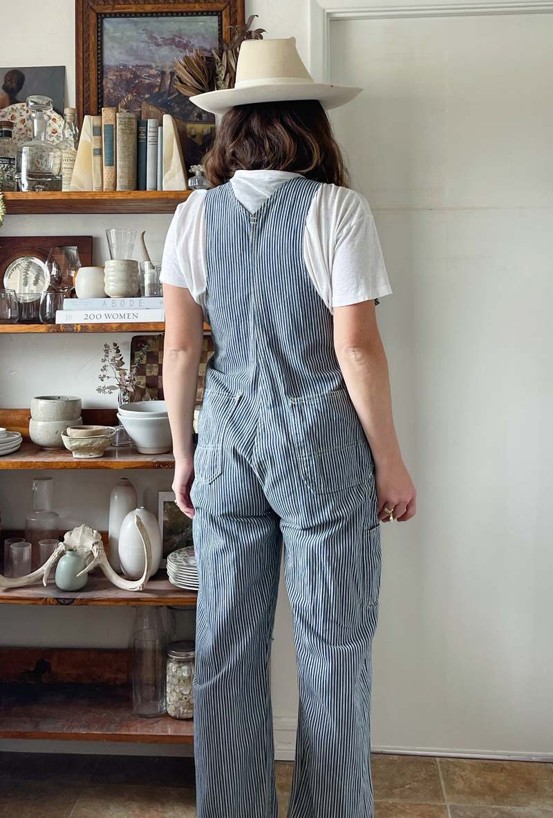 Round House Overalls - Navy Railroad Stripe | Garmentory