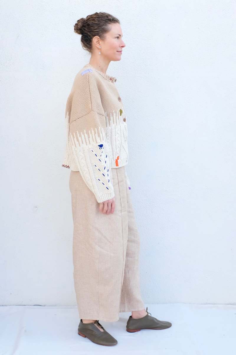 Cordera Cotton Embroidered Cardigan - Cream | Garmentory