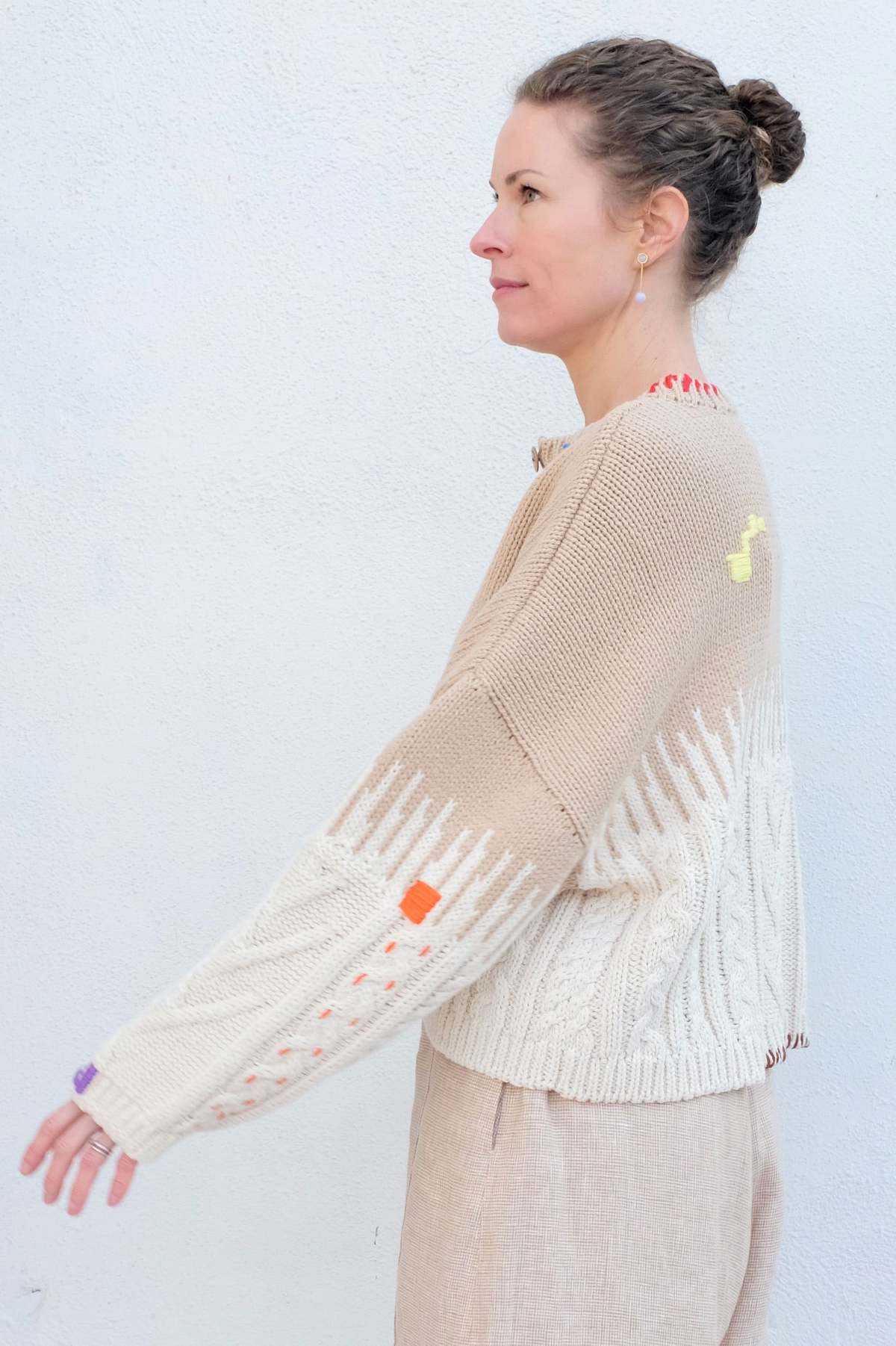 Cordera Cotton Embroidered Cardigan - Cream | Garmentory