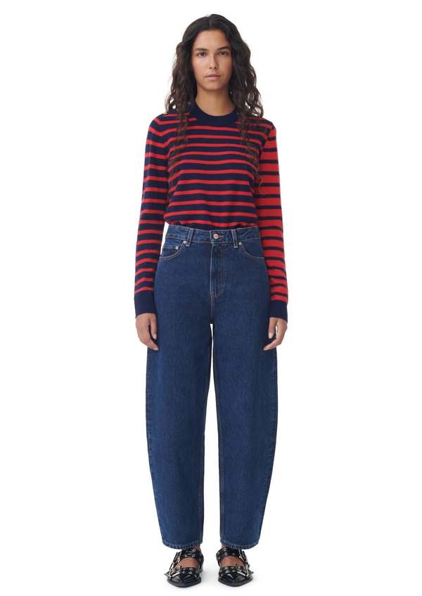 Ganni Rigid Denim Stary Jeans - Dark Blue Stone | Garmentory