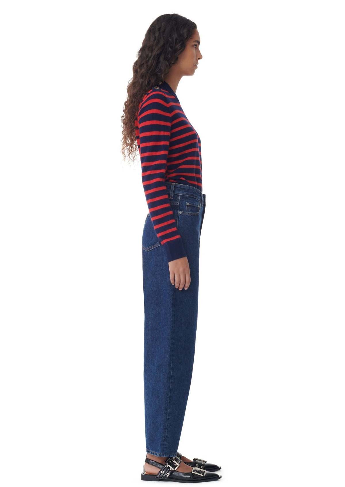 Ganni Rigid Denim Stary Jeans - Dark Blue Stone | Garmentory