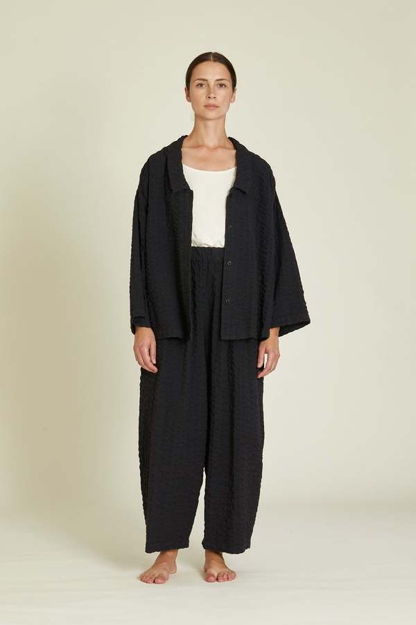 Black Crane Chelsea Collar Shirt - Ink Black/White | Garmentory