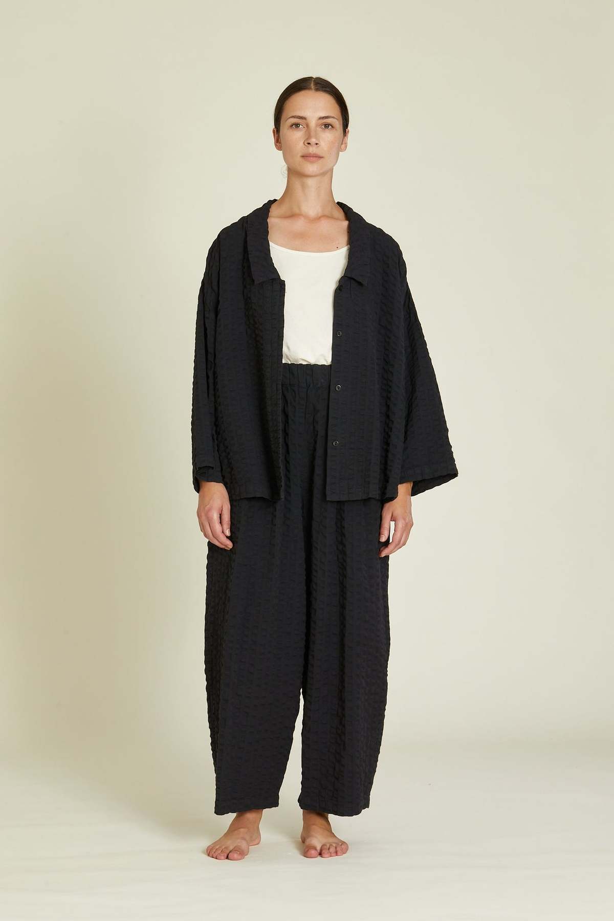 Black Crane Chelsea Collar Shirt - Ink Black/White | Garmentory