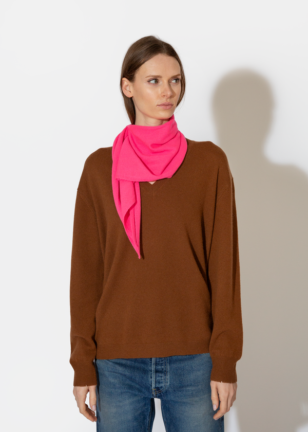 Hanna Yoo Cashmere Dia Bandana - Day Glo Pink | Garmentory
