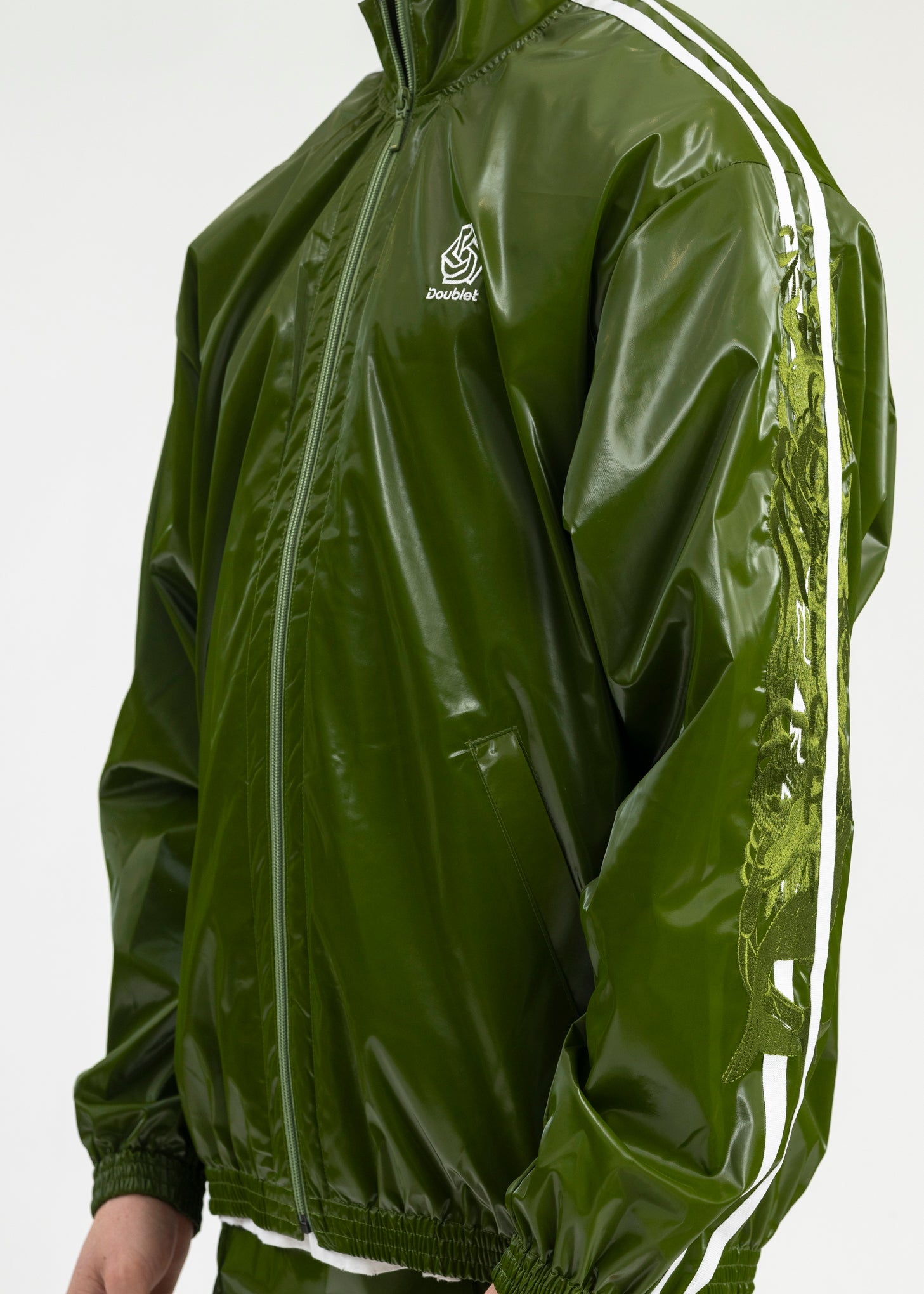 Doublet Laminate Track Jacket - Khaki | Garmentory