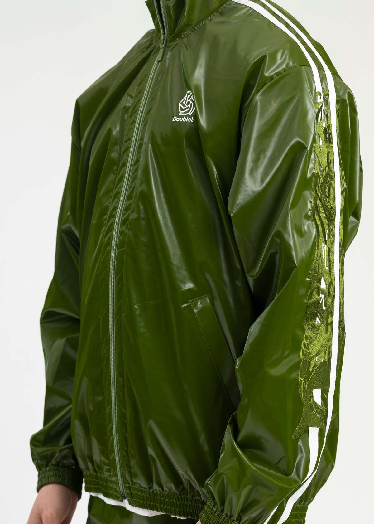 Doublet Laminate Track Jacket - Khaki | Garmentory