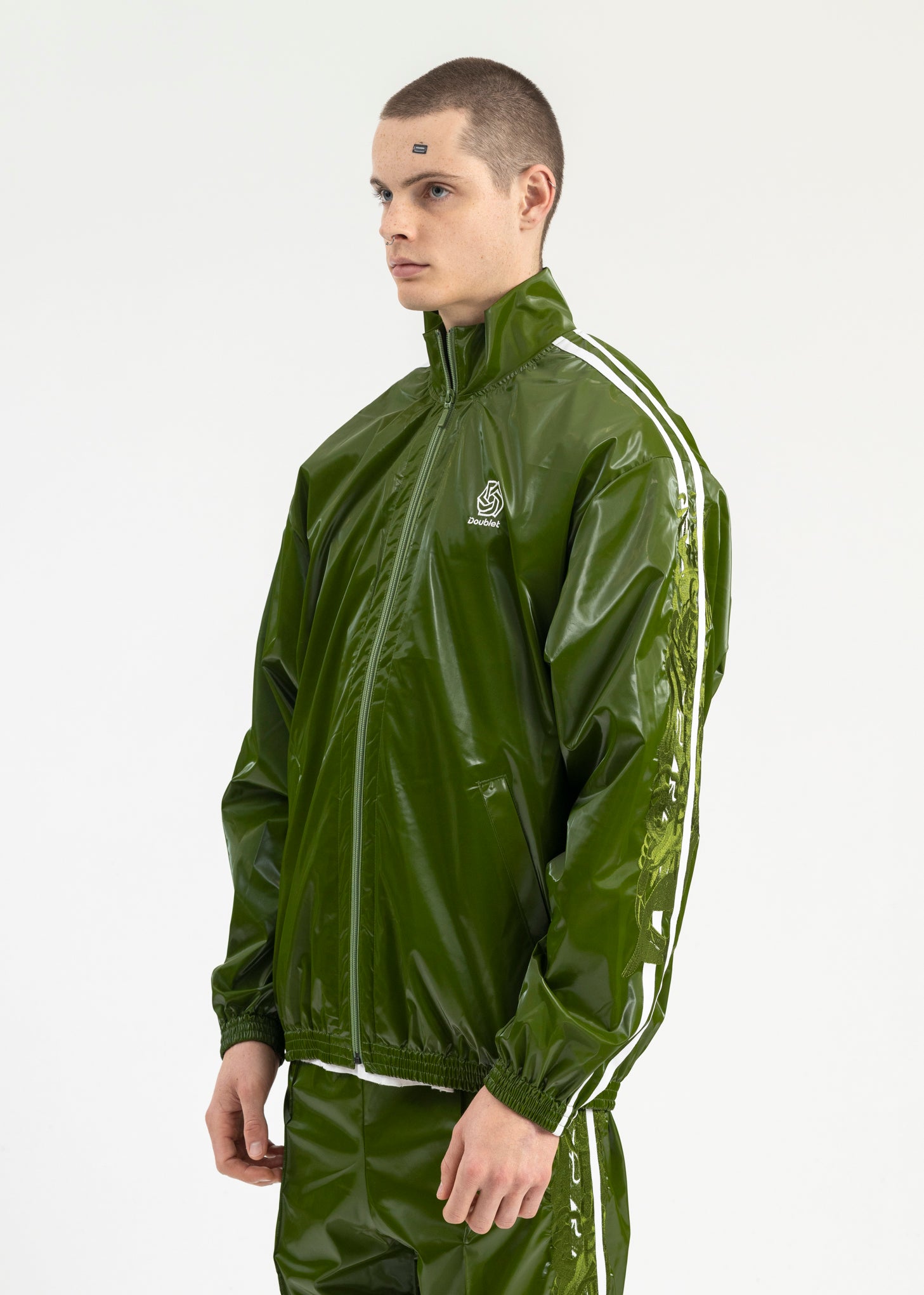 Doublet Laminate Track Jacket - Khaki | Garmentory