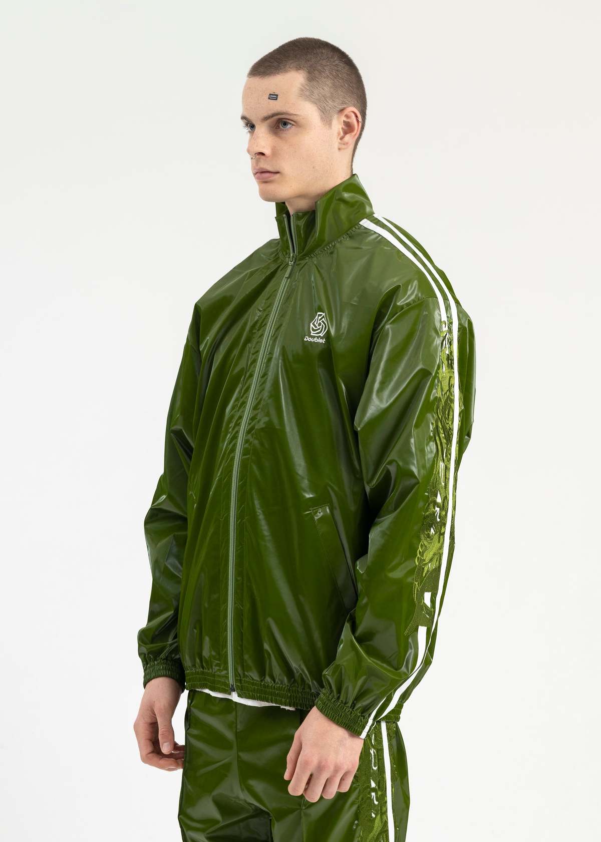 Doublet Laminate Track Jacket - Khaki | Garmentory