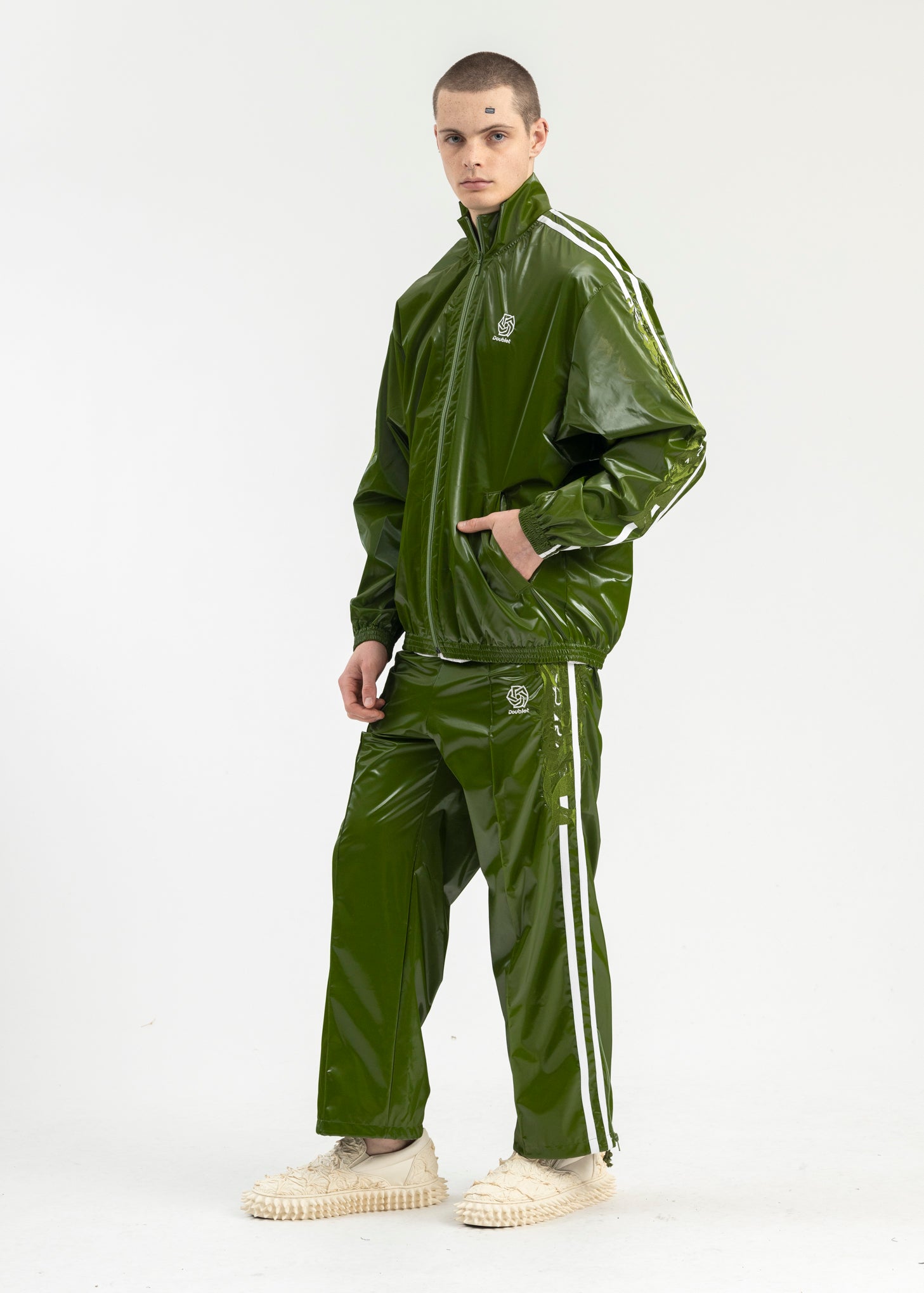 Doublet Laminate Track Jacket - Khaki | Garmentory