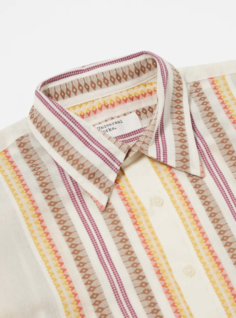 Universal Works Square Pocket Shirt - Ecru Mala Stripe | Garmentory