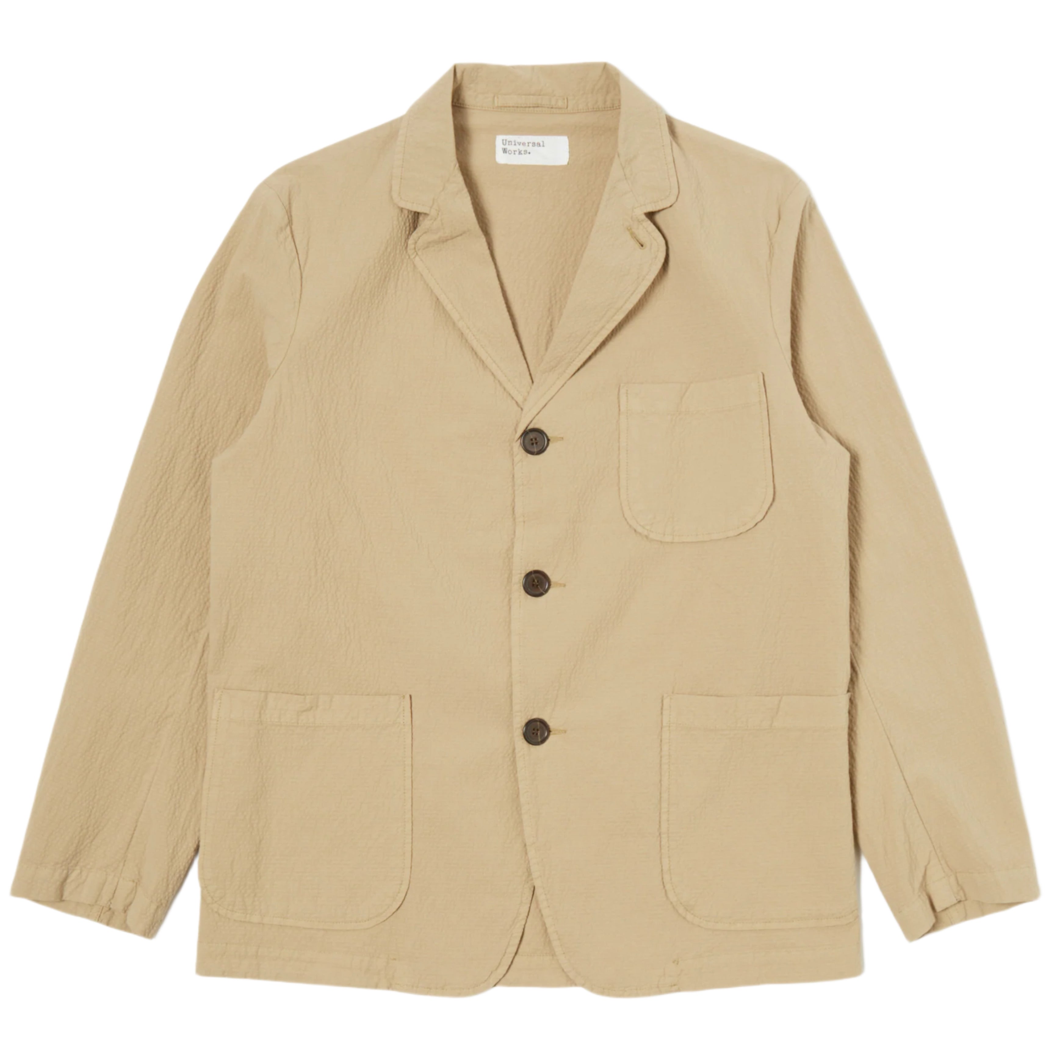 Universal Works Three Button Jacket - Summer Oak Seersucker II | Garmentory