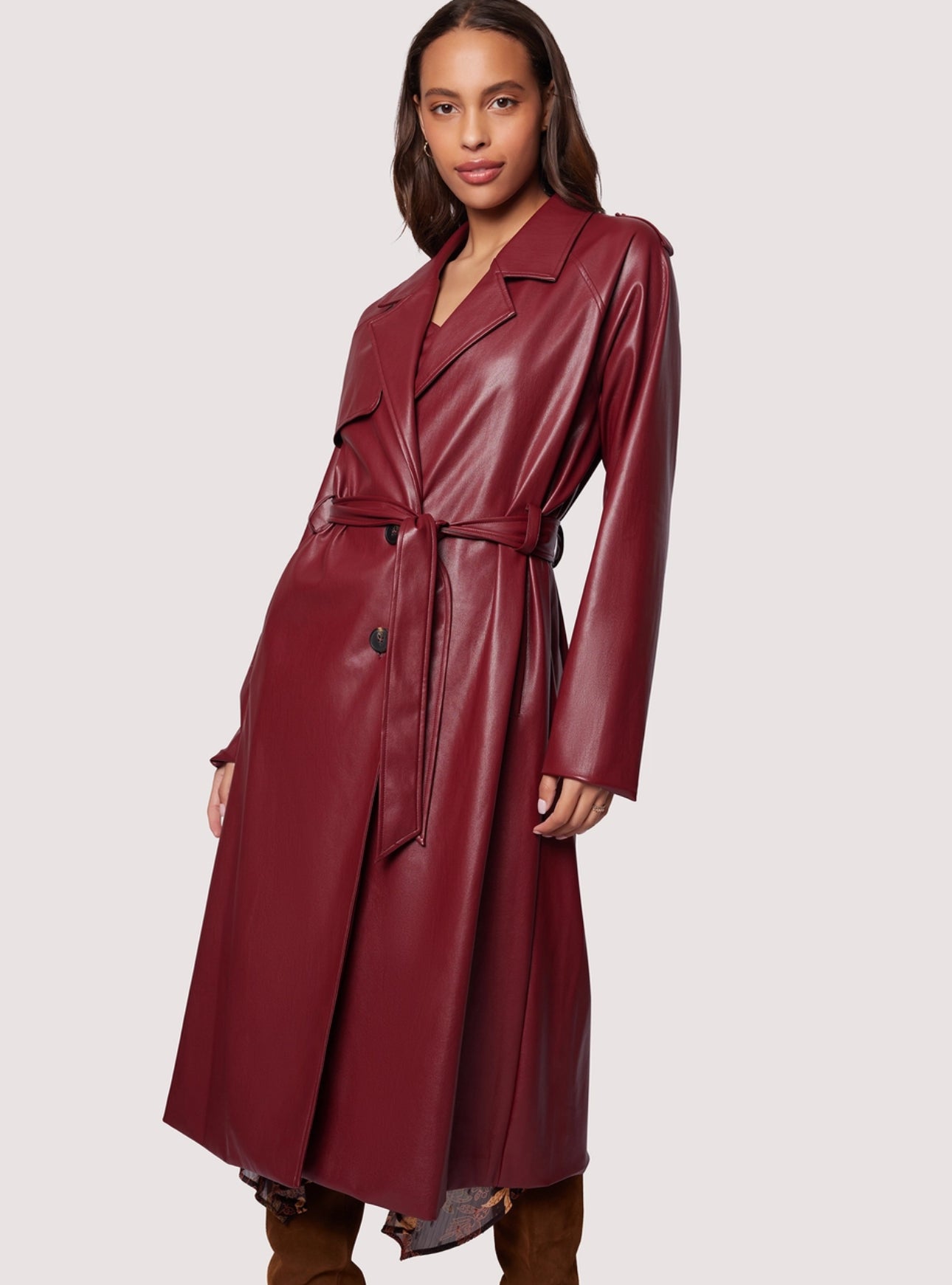 Lost + Wander Crimson Holly Trench Coat - Merlot | Garmentory