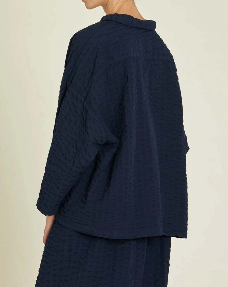 Black Crane Chelsea Collar Shirt - Navy | Garmentory