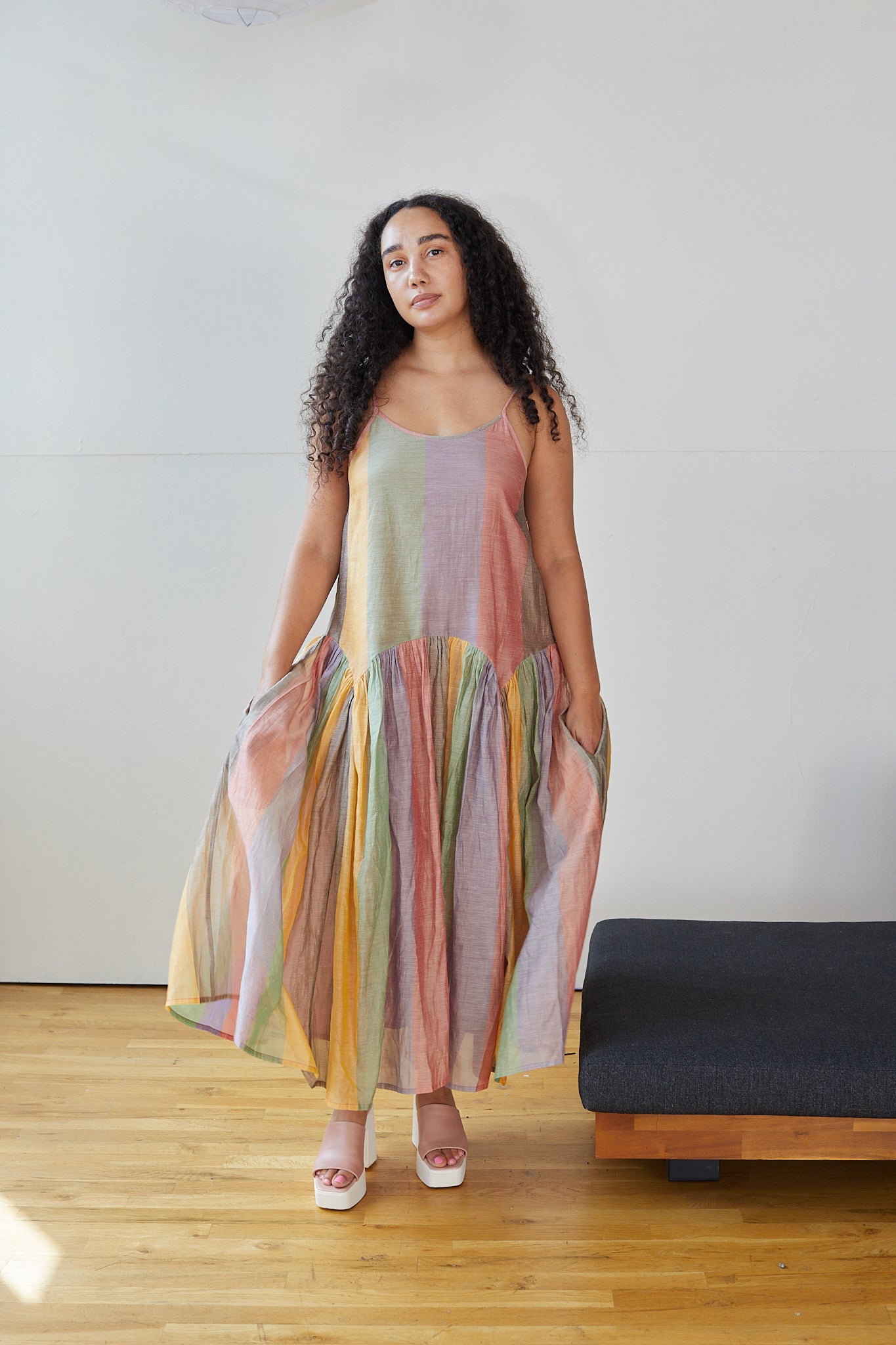 Rujuta Sheth Leila Dress - Pastel Stripes | Garmentory