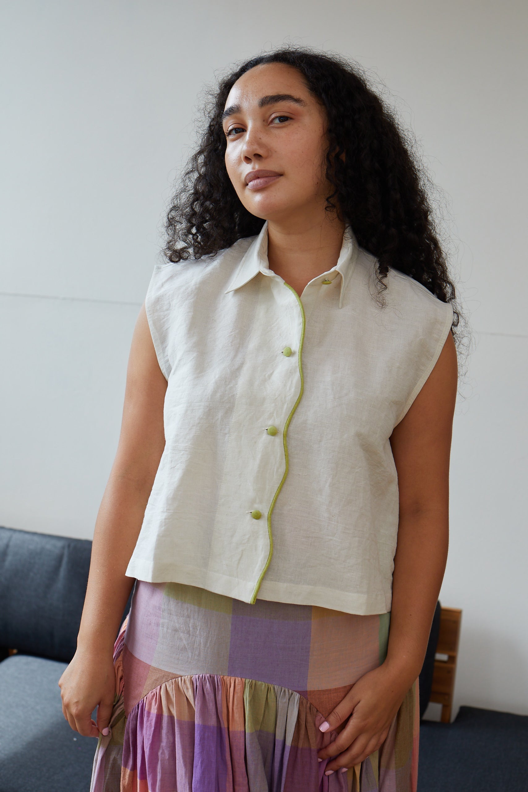 Rujuta Sheth Vacay Top - Pastel Parchment/Limelight | Garmentory
