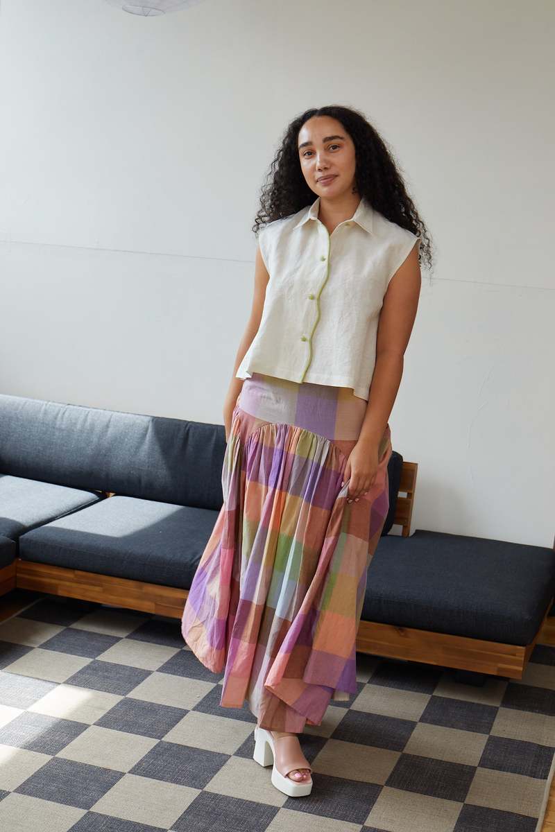 Rujuta Sheth Vacay Top - Pastel Parchment/Limelight | Garmentory