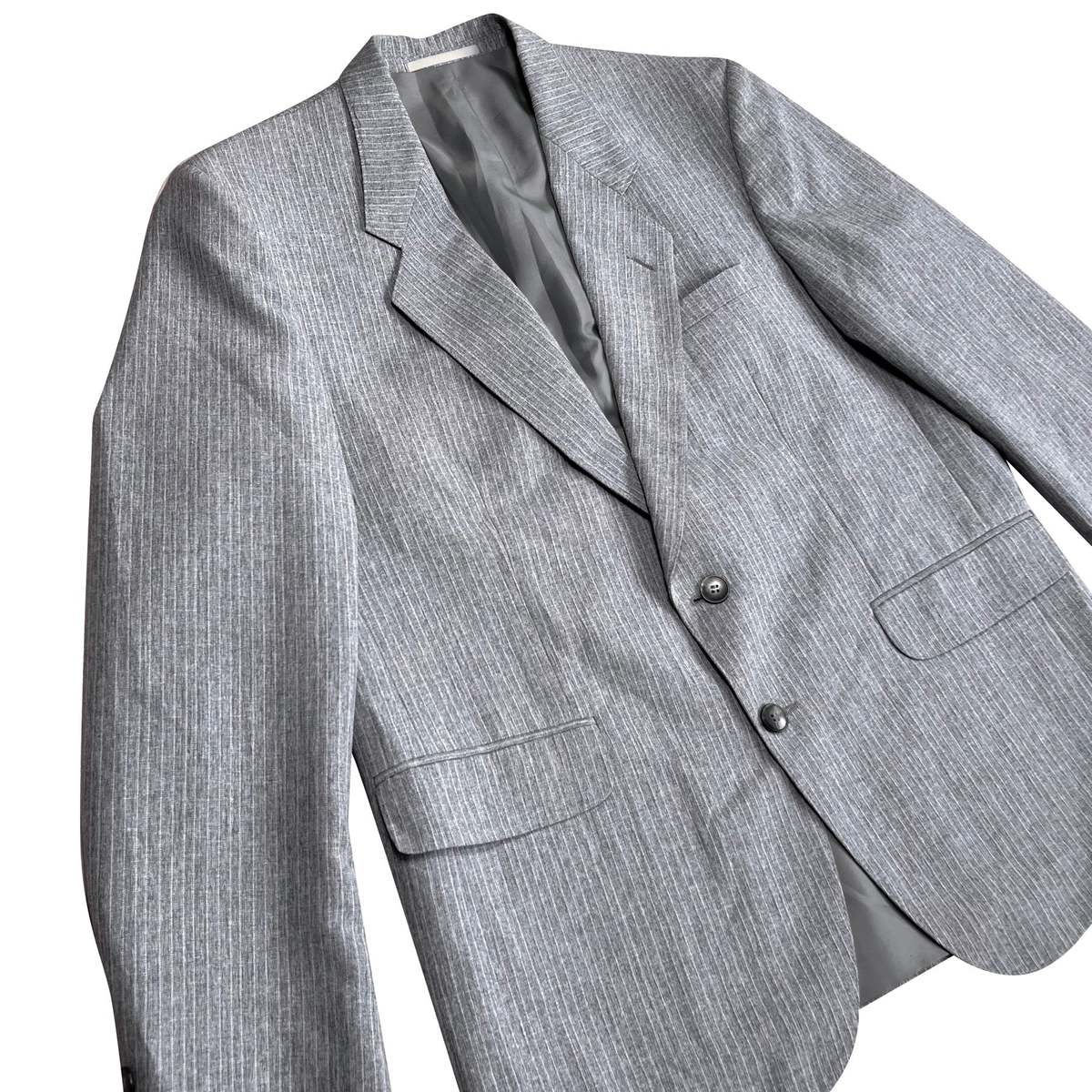 Gulins (Finland) Marifa Pinstripe Trevira Jet Tweed Cutaway Blazer Gray ...
