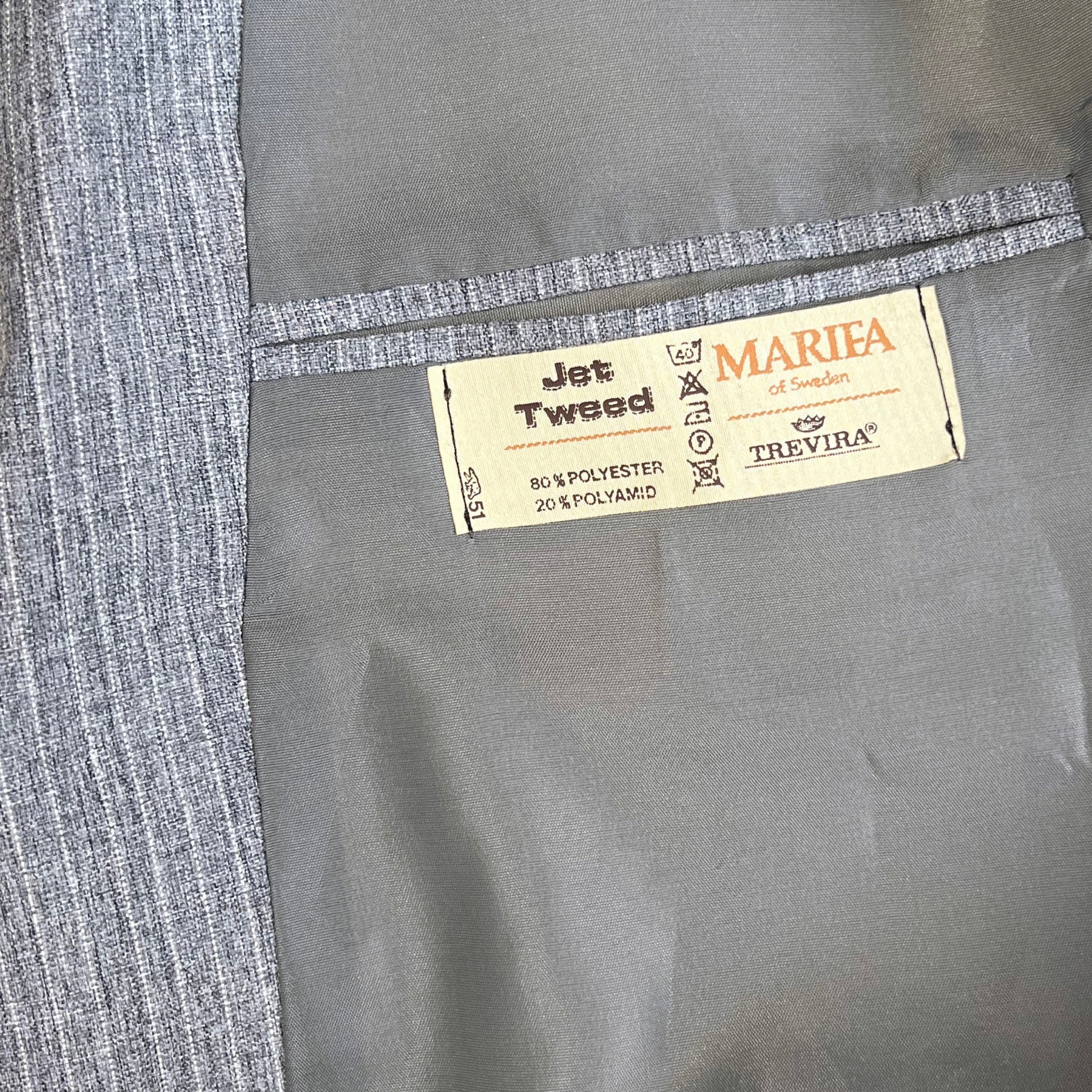 Gulins (Finland) Marifa Pinstripe Trevira Jet Tweed Cutaway Blazer Gray ...