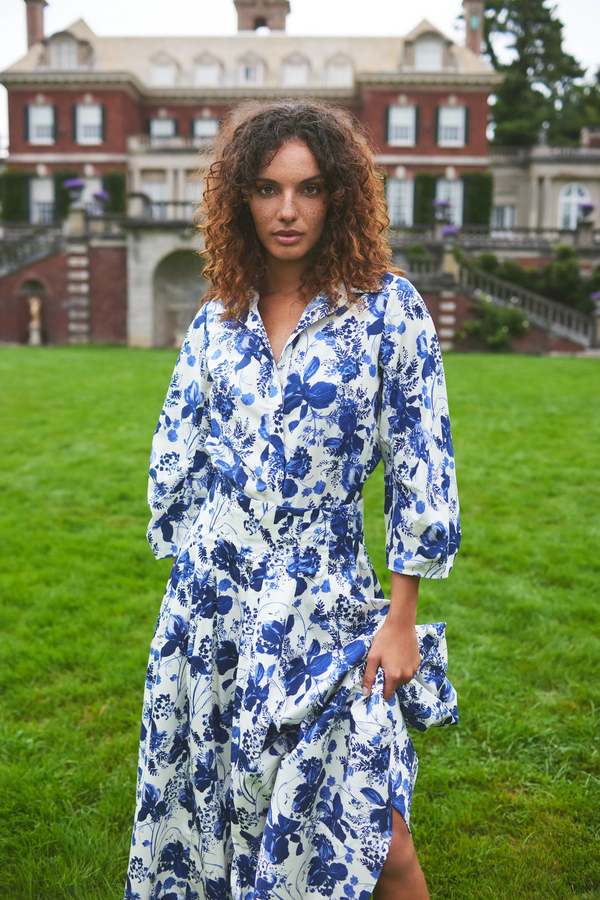 Cara Cara Marlo Top - Eve Blue Hanging Orchids | Garmentory
