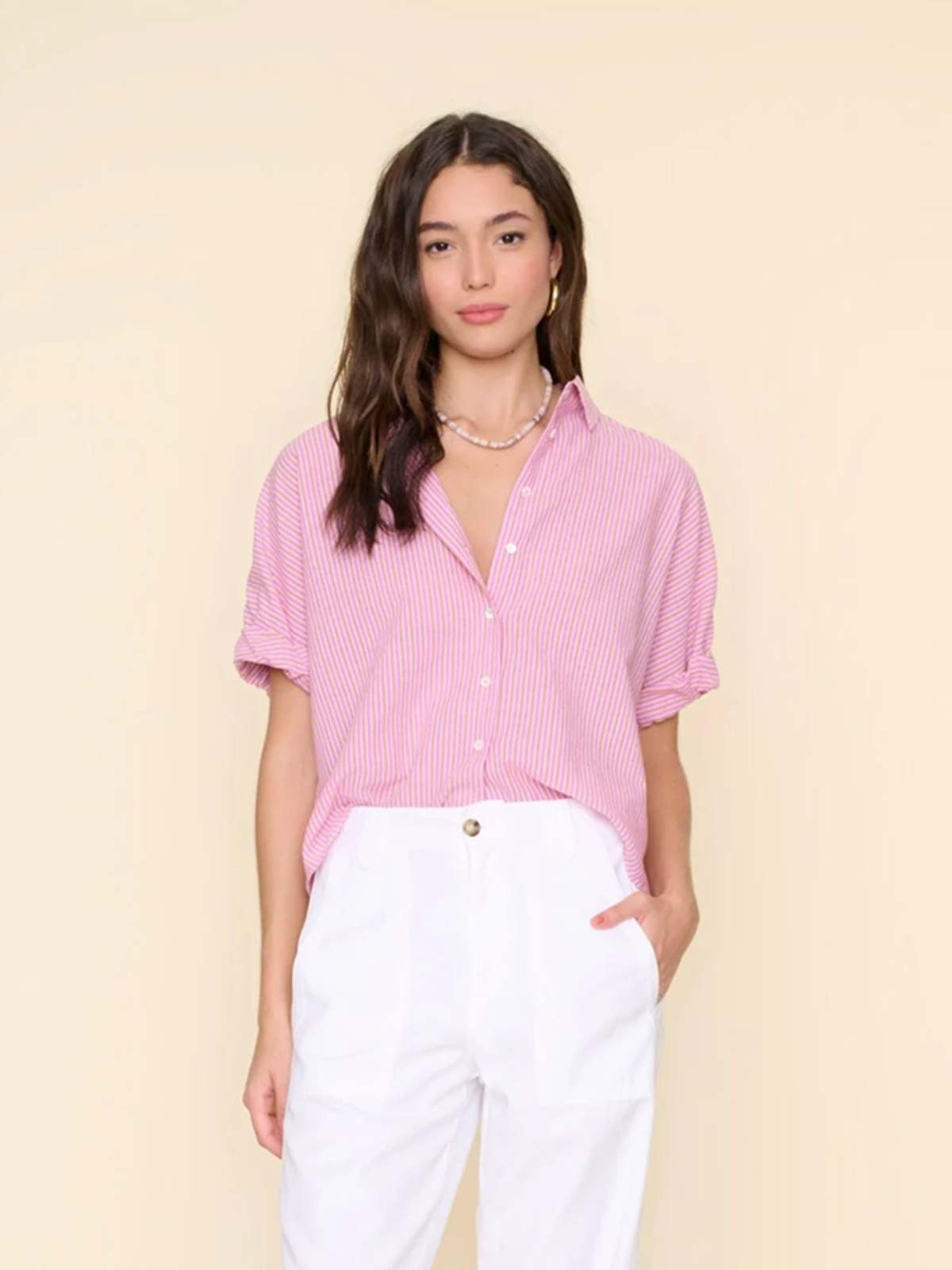 Xirena Teddy Shirt - Rose Dawn Stripe | Garmentory