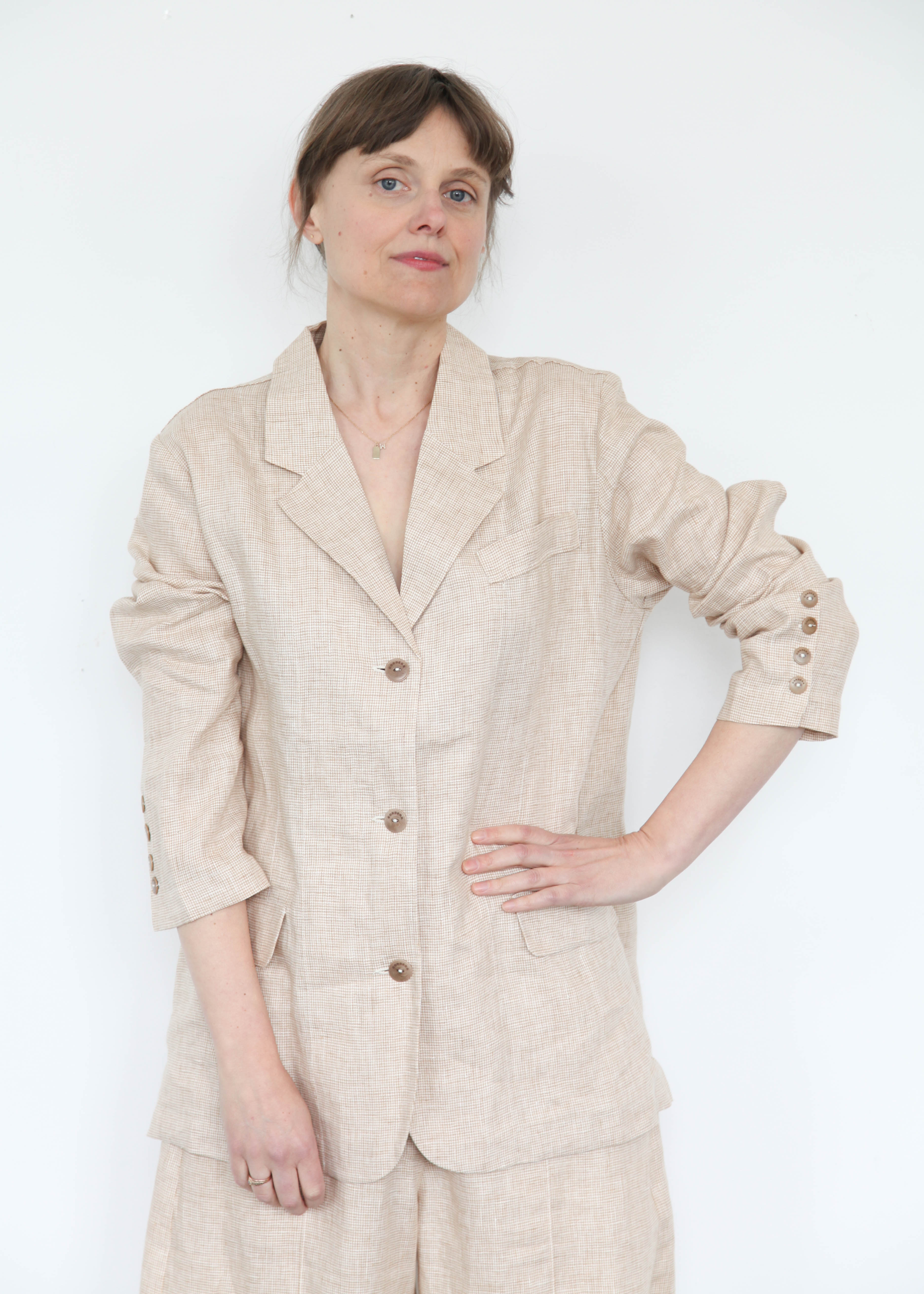 Cordera Melange Oversized Linen Blazer - Neutrals | Garmentory