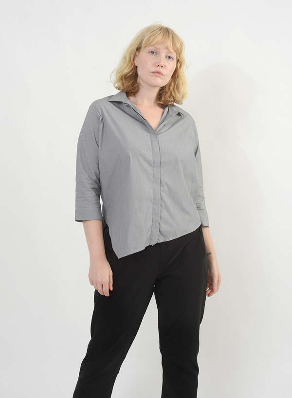 Meg Diagonal Hem Shirt - Grey | Garmentory