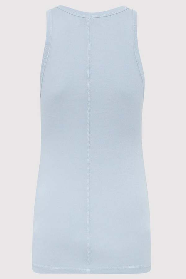 St. Agni Organic Cotton Singlet - White/Stone Blue | Garmentory