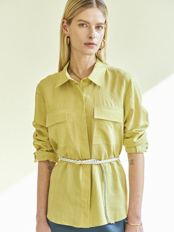 Maison De Ines Pocket Stitch Point Shirt - Lime | Garmentory