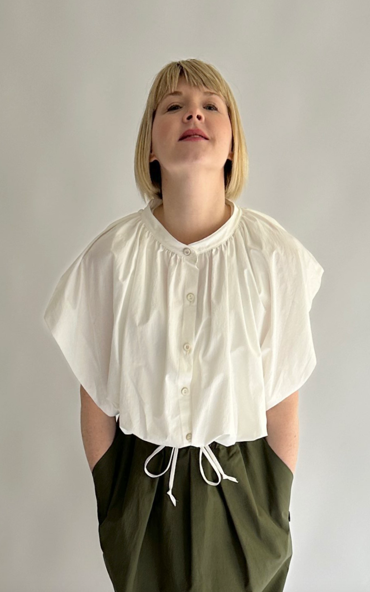 Modern Weaving Pleated Drawstring Top - Off White | Garmentory