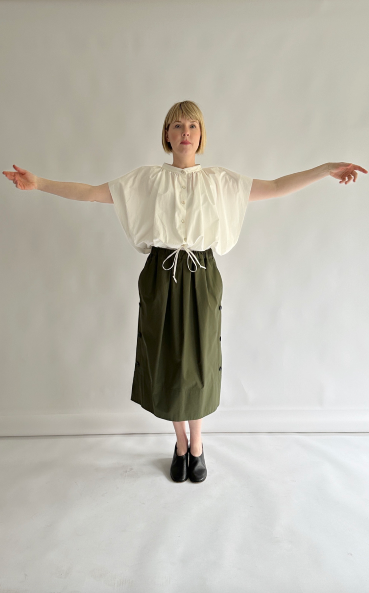 Modern Weaving Pleated Drawstring Top - Off White | Garmentory