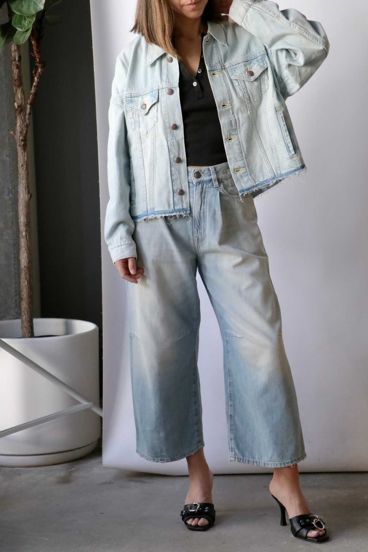 R13 Oversized Cut-Off Trucker Jacket - Lennon Blue | Garmentory