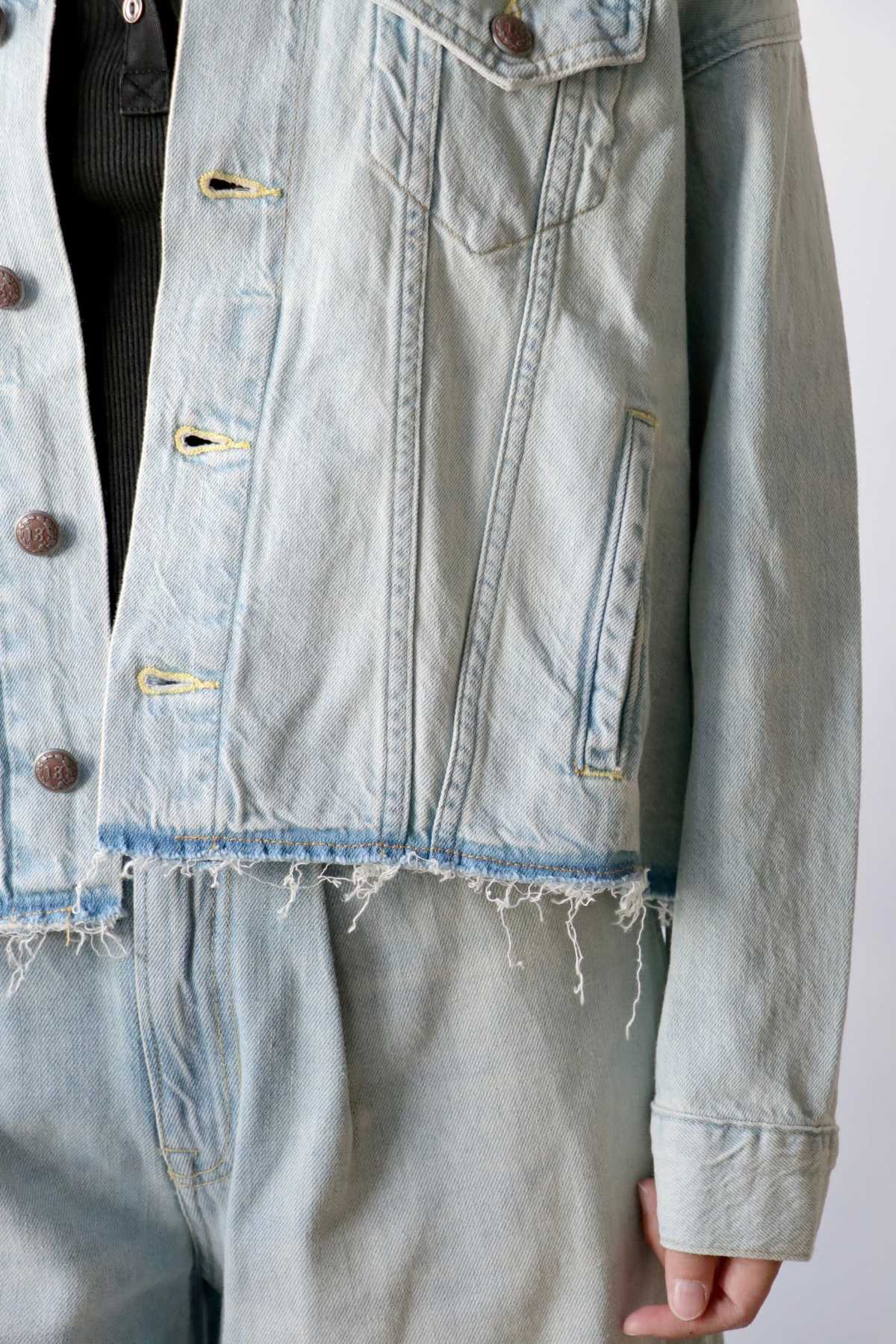 R13 Oversized Cut-Off Trucker Jacket - Lennon Blue | Garmentory