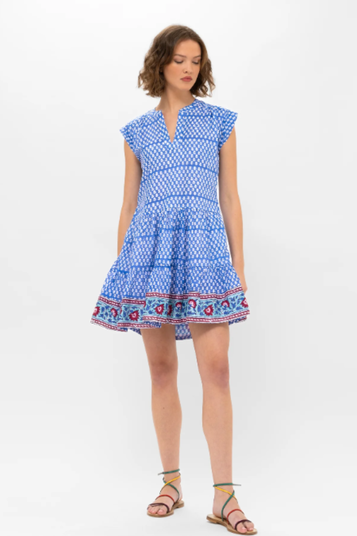 Oliphant Roll Sleeve Short Dress - Campania Blue | Garmentory