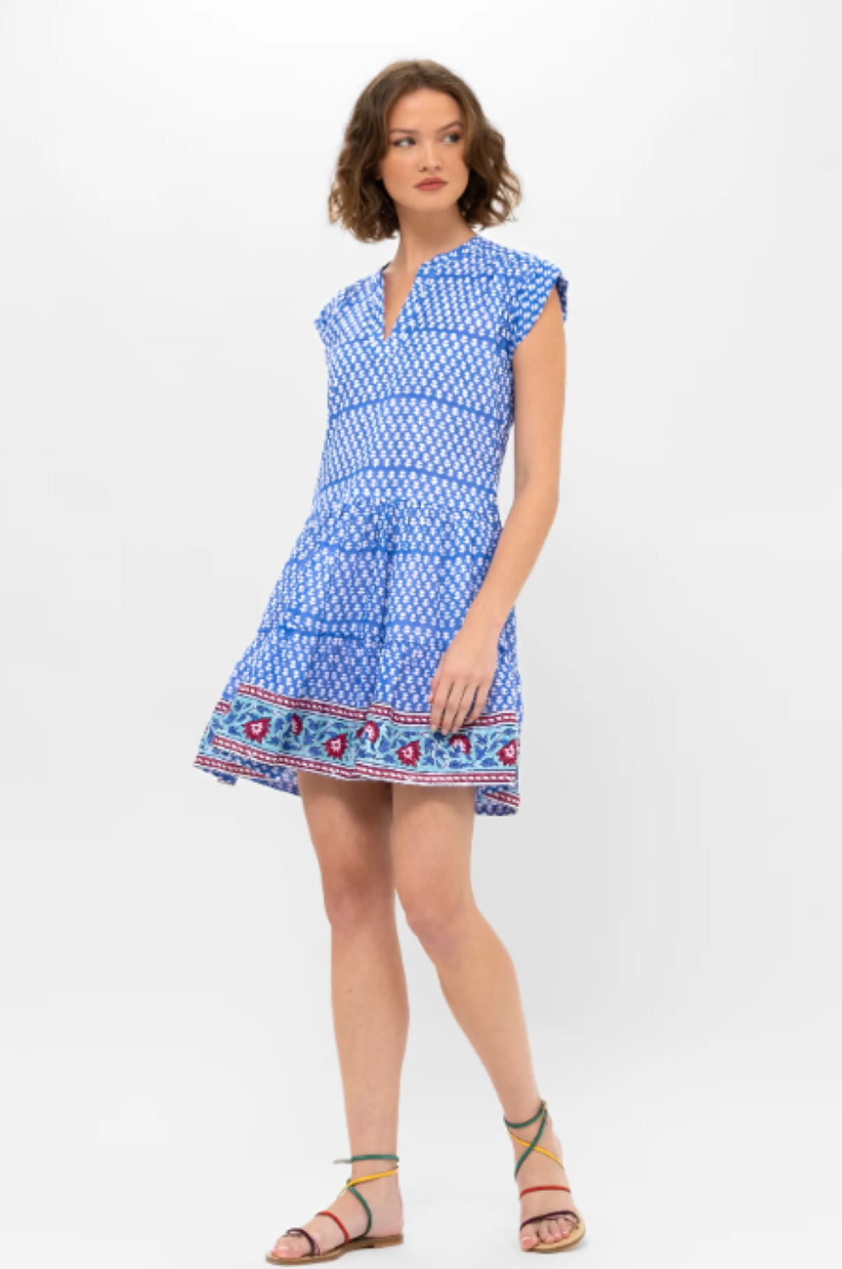 Oliphant Roll Sleeve Short Dress - Campania Blue | Garmentory